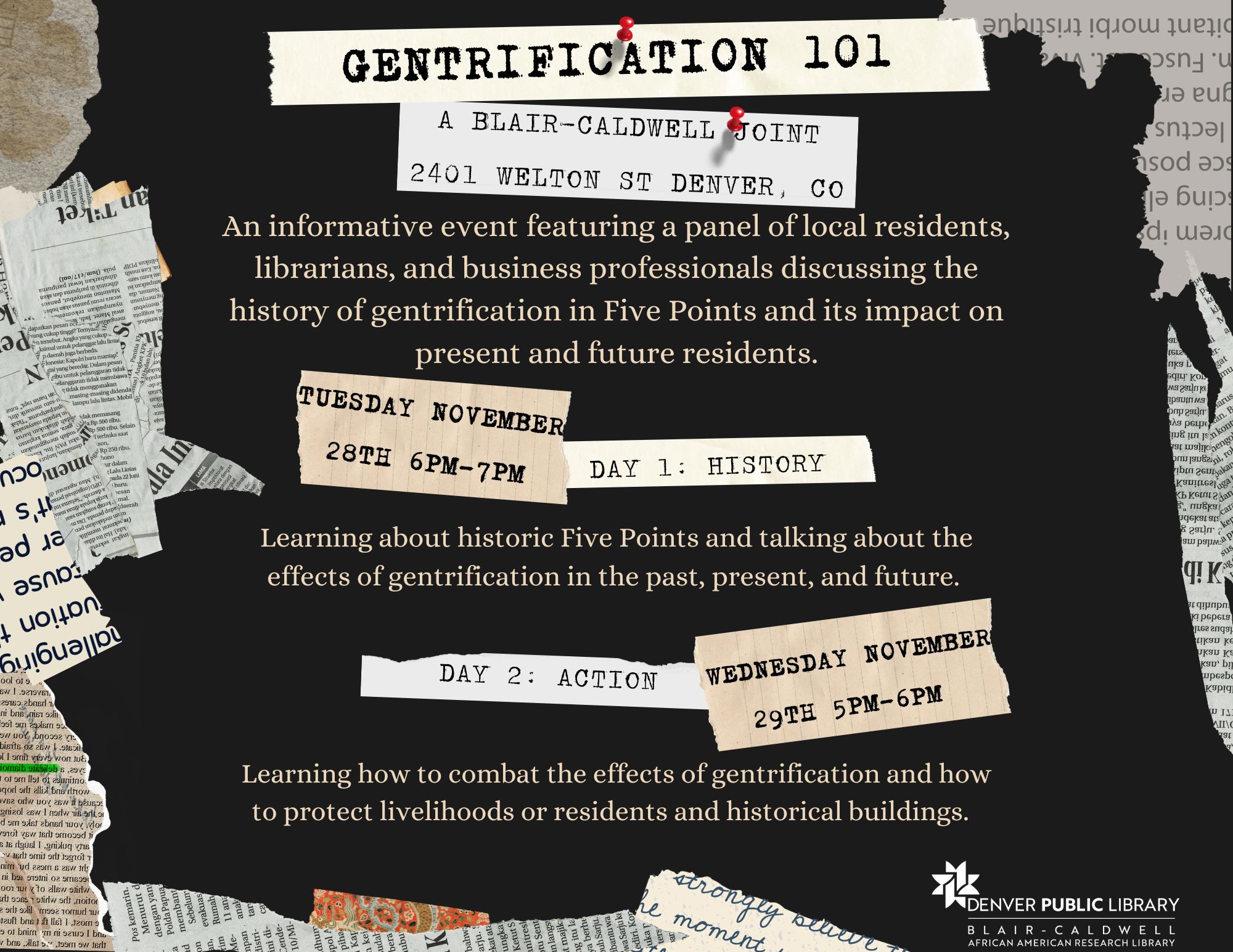 Gentrification 101: A Two-Night Community Event at Blair-Caldwell African American Research ...